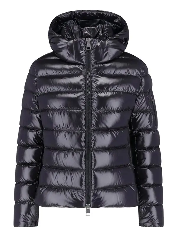Herno Hooded Quilted Puffer Jacket With Contrast Sleeves - Black