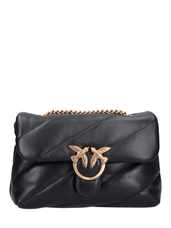 Pinko 100% Sheep Leather Bag With Chain Strap - Black