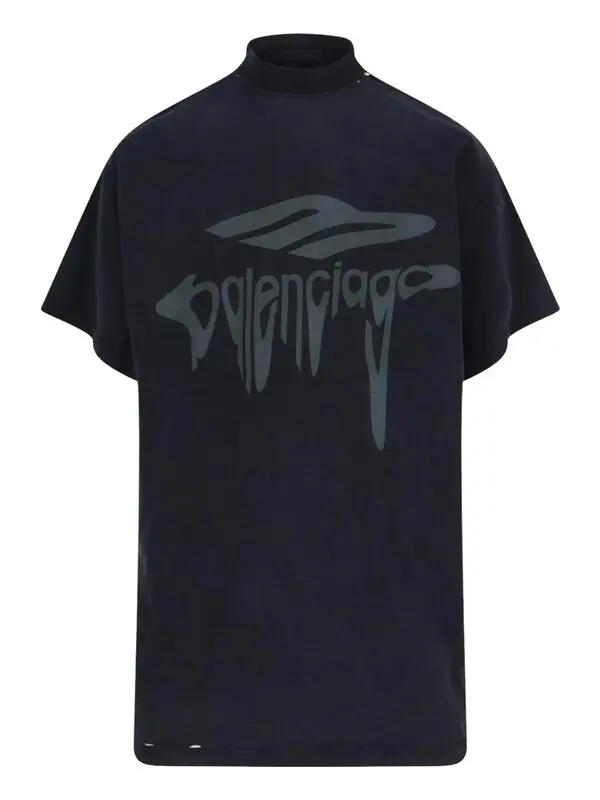 Balenciaga 100% Cotton Crewneck T-shirt - Black