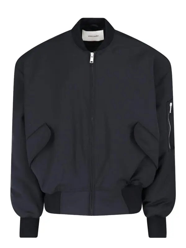 ENTIRE STUDIOS Wool-blend Stretch Bomber Jacket - Black