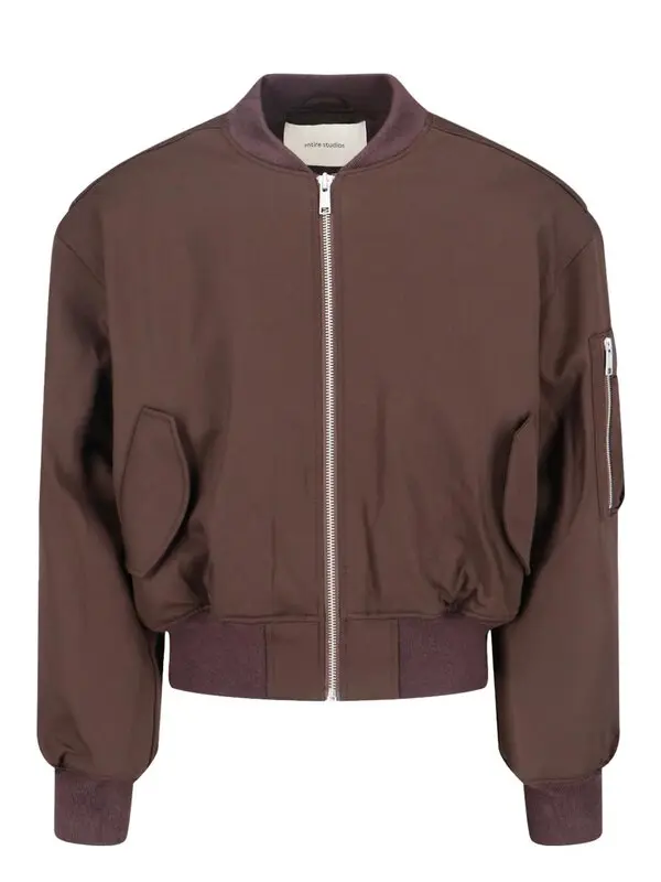 ENTIRE STUDIOS Oversized Zip-up Bomber Jacket - Brown