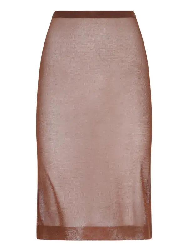 Saint Laurent Silk-blend Ruched Skirt - Brown