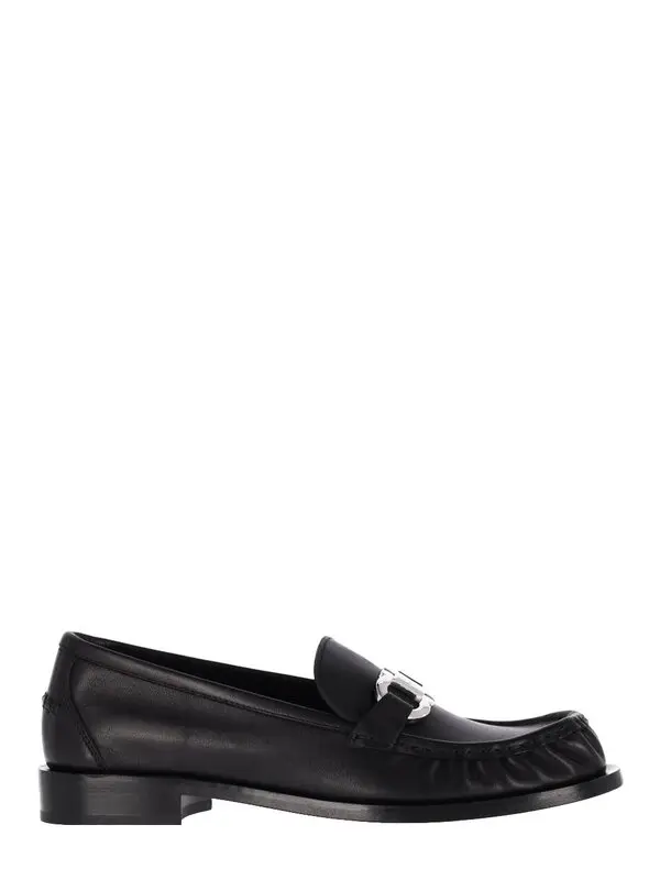 FERRAGAMO Signature Leather Loafers - Black