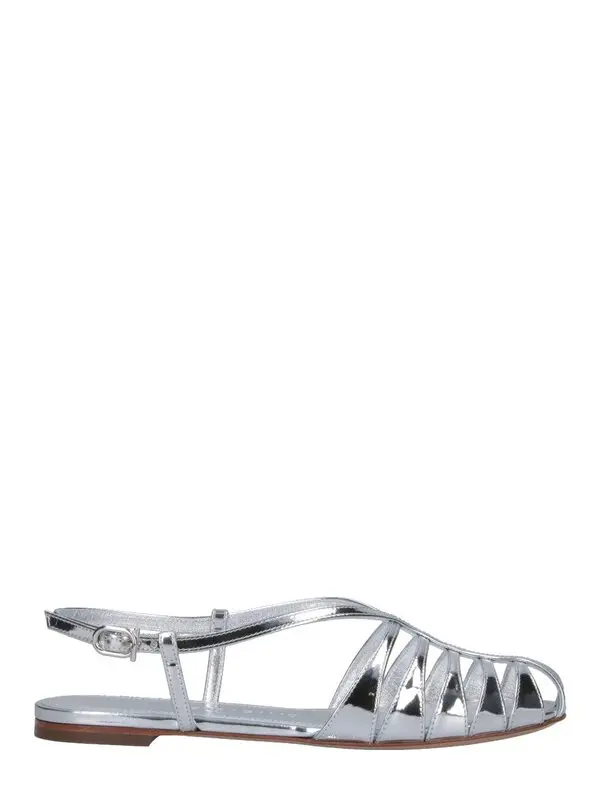 FERRAGAMO Light & Natural Leather Strappy Sandals - Silver