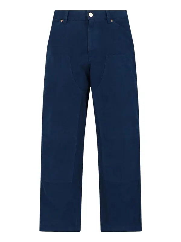 Versace Cotton Denim Jacket With Calf Leather Trim - Blue