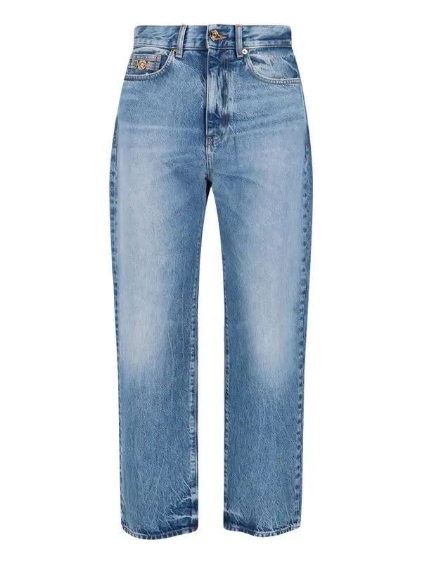 Versace Straight-leg Faded Denim Jeans - Blue