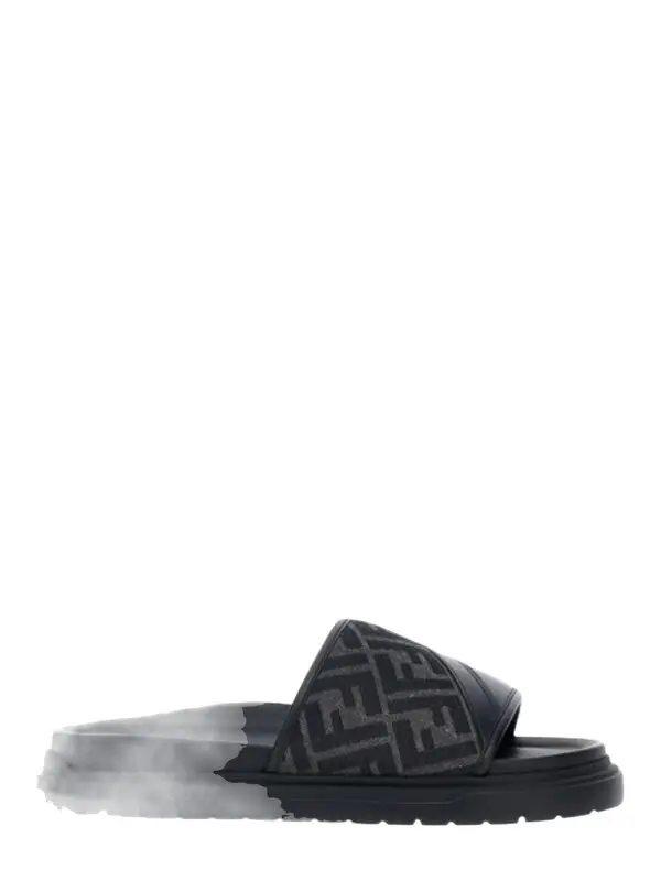 Fendi Diagonal Slides Fabric - Black