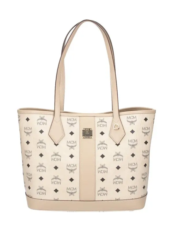 Mcm Mini Crossbody Bag With Cow Full Grain Leather Trim - Beige