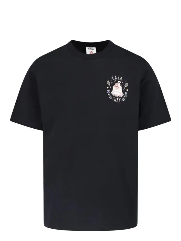 Casablanca 100% Organic Cotton Crewneck T-shirt - Black