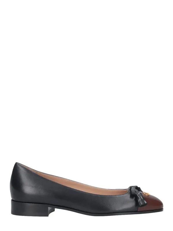 Valentino Garavani Goat Leather Flat Shoes With Bow Detailing - Black