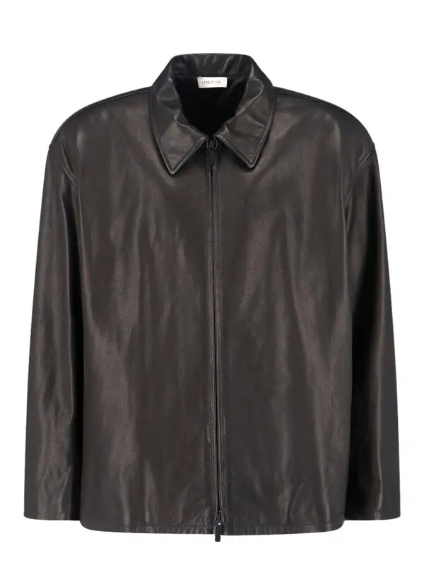 Fear Of God Calf Leather Zip-up Jacket - Black