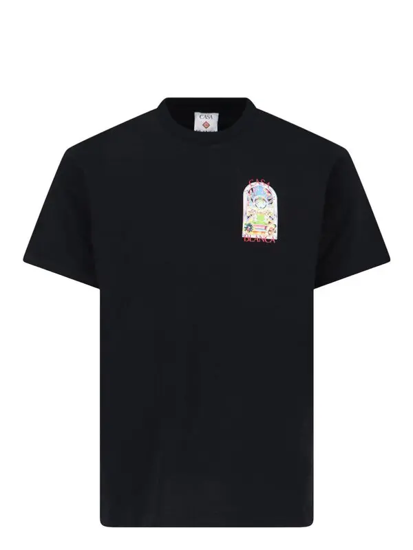 Casablanca Tennis Landscape Organic Cotton T-shirt - Black