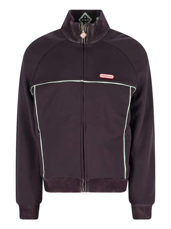 Casablanca Contrast Trim Zip-up Sweater - Violet
