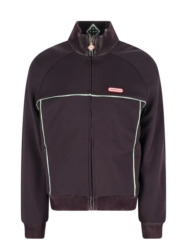 Casablanca Contrast Trim Zip-up Sweater - Violet