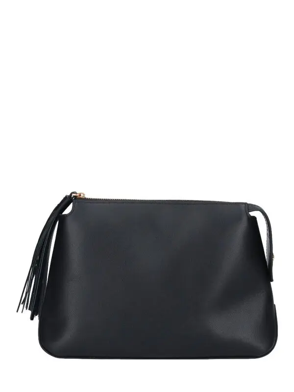 Pinko Leather Crossbody Bag With Tassel Detail - Black