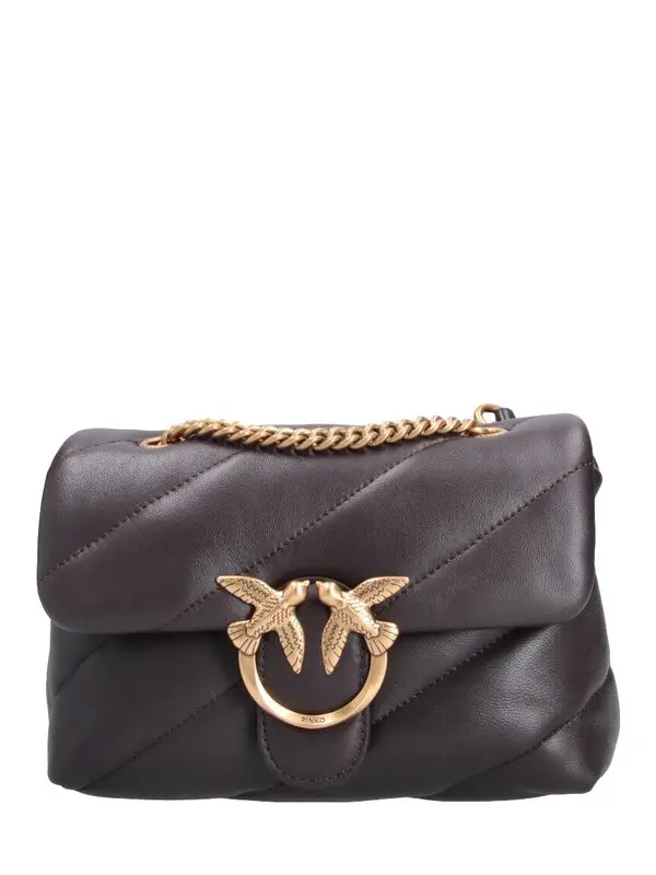 Pinko Quilted Leather Shoulder Bag With Gold Tone Hardware - Brown