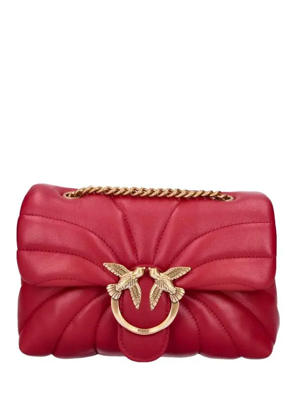 Pinko Quilted Leather Shoulder Bag With Gold Tone Hardware - Red