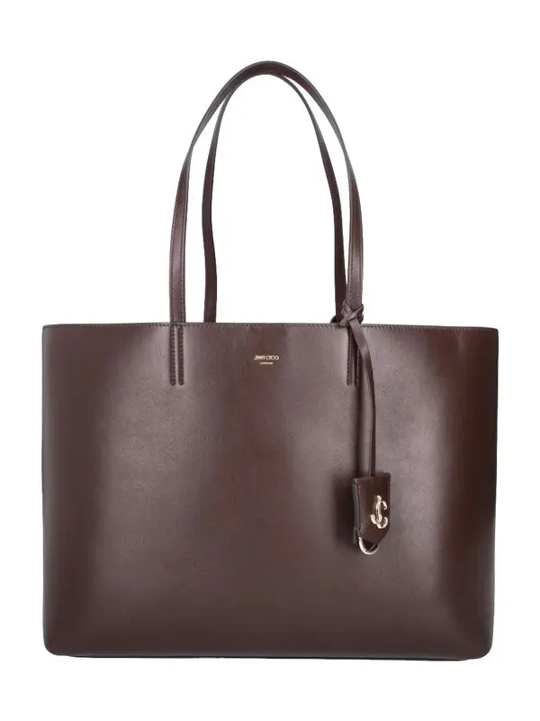 JIMMY CHOO Calf Leather Tote Bag With Brass Detail - Brown