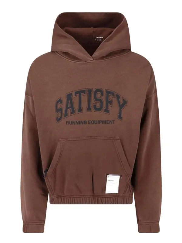 Satisfy Running Equipment" Logo Pullover Hoodie - Brown
