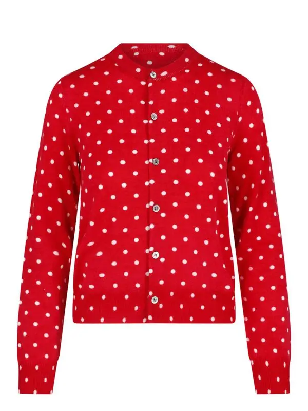 Comme Des Garçons Polka Dot Wool Cardigan - Red