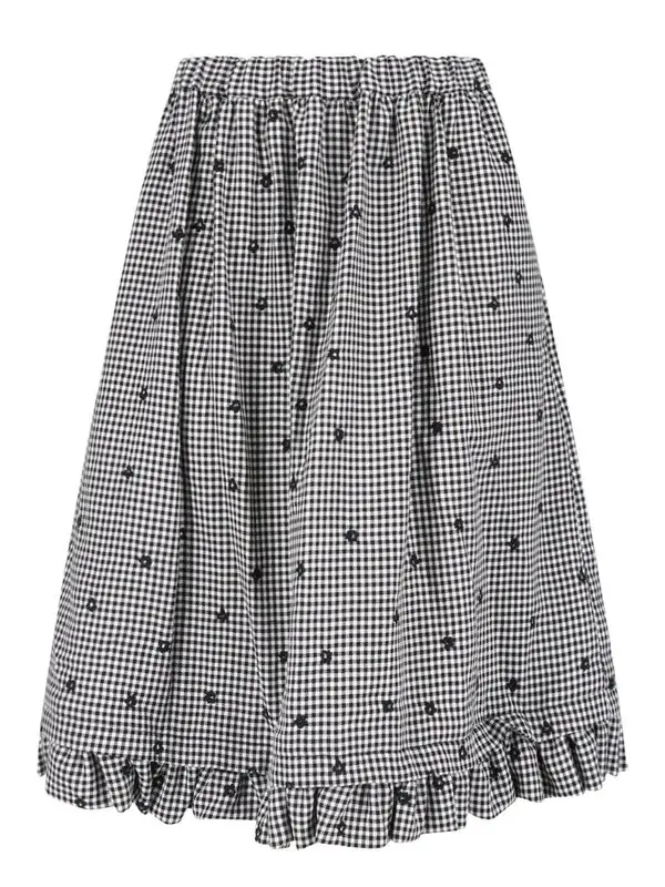 Comme Des Garçons Embroidered Gingham Check Mini Skirt - Black