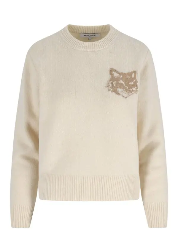 Maison Kitsuné 100% Wool Cardigan - White