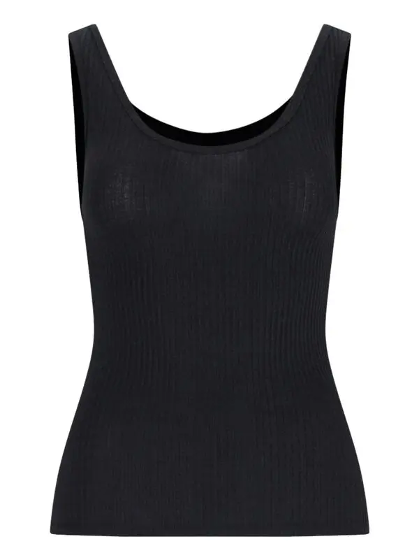 6397 Modal Blend Stretch Ribbed Tank - Black