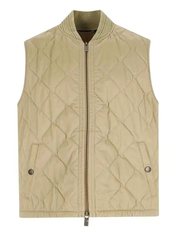 Burberry Quilted Cotton Vest With Two-way Zip Closure - Beige
