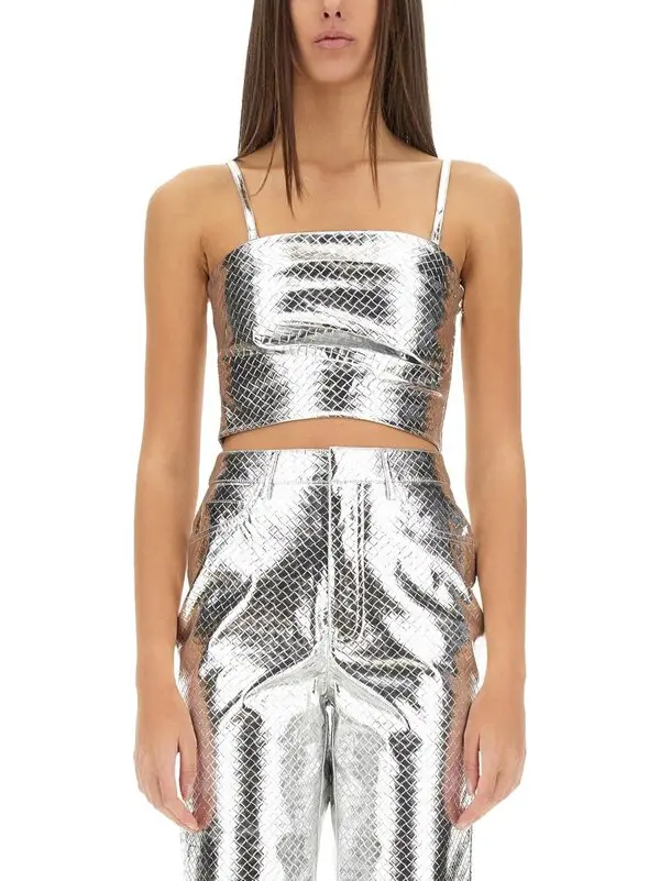 ROTATE BY BIRGER CHRISTENSEN Textured Cropped Top - Silver