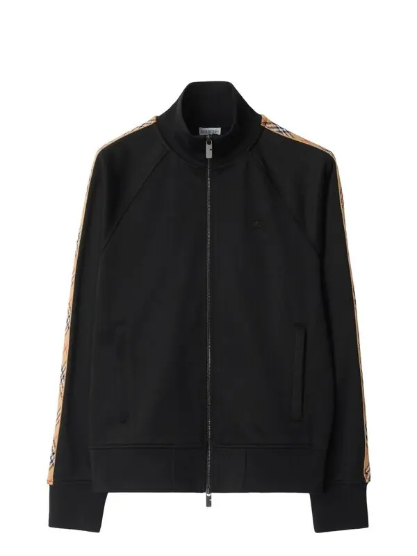 Burberry Front Two-way Zip Fastening Sweater With Signature Motif - Black