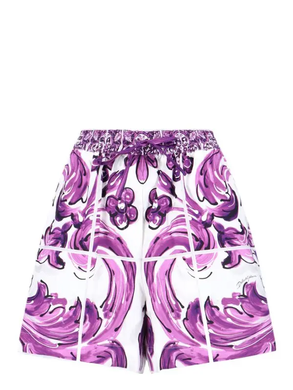 Dolce & Gabbana Printed Cotton Trousers - Violet