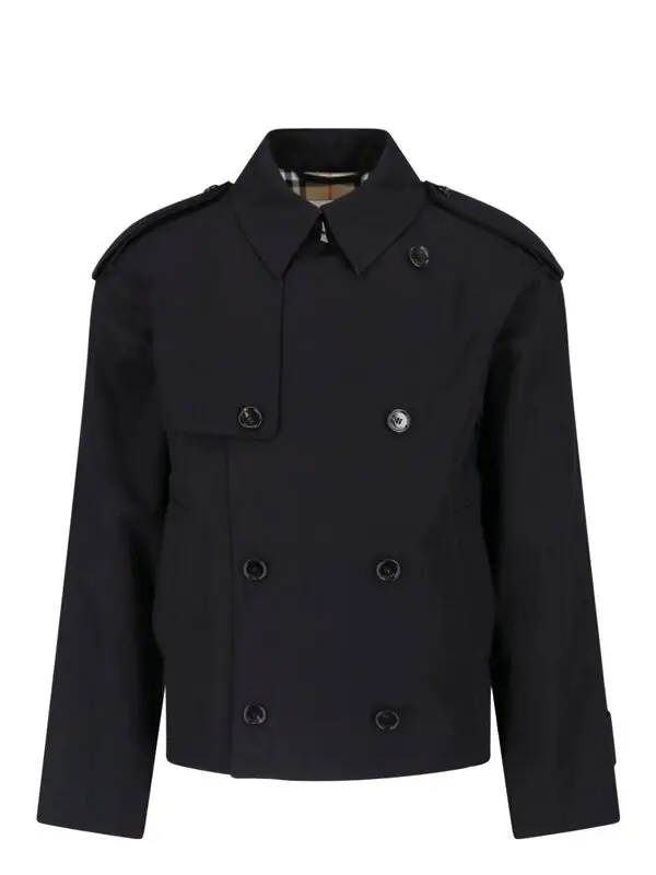 Burberry Double-breasted Trench Jacket With Spread Collar - Black