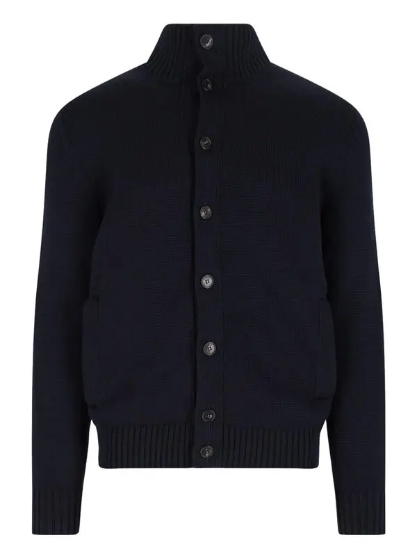 ZANONE Long Sleeve Knit Polo Shirt - Blue