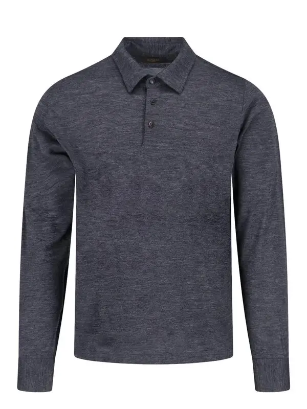 ZANONE 100% Virgin Wool Long Sleeve Polo - Grey