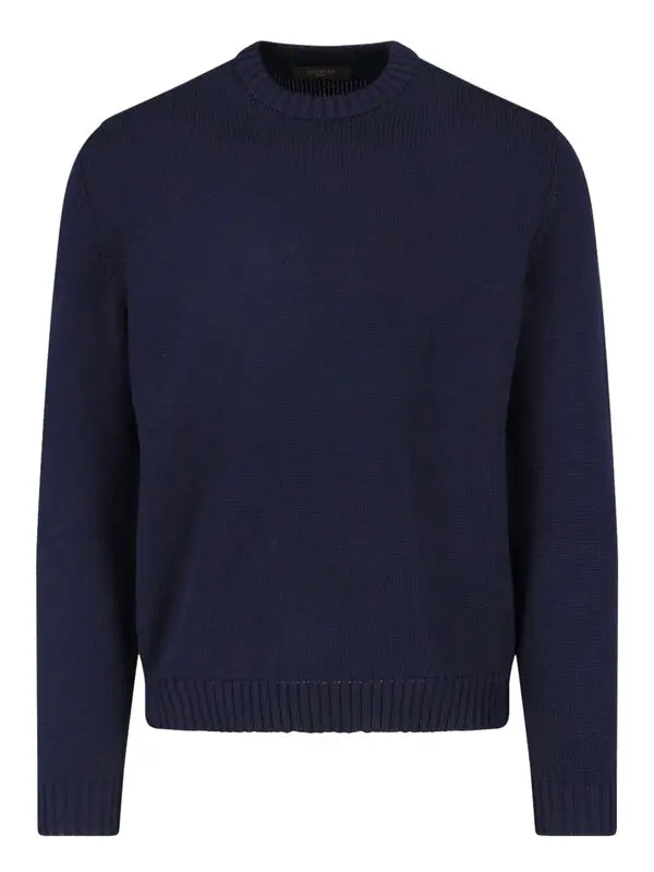 ZANONE 100% Virgin Wool Long-sleeve Polo - Blue