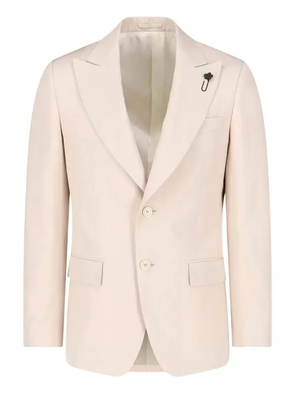 LARDINI Single-breasted Lightweight Viscose Silk Blend Jacket - White