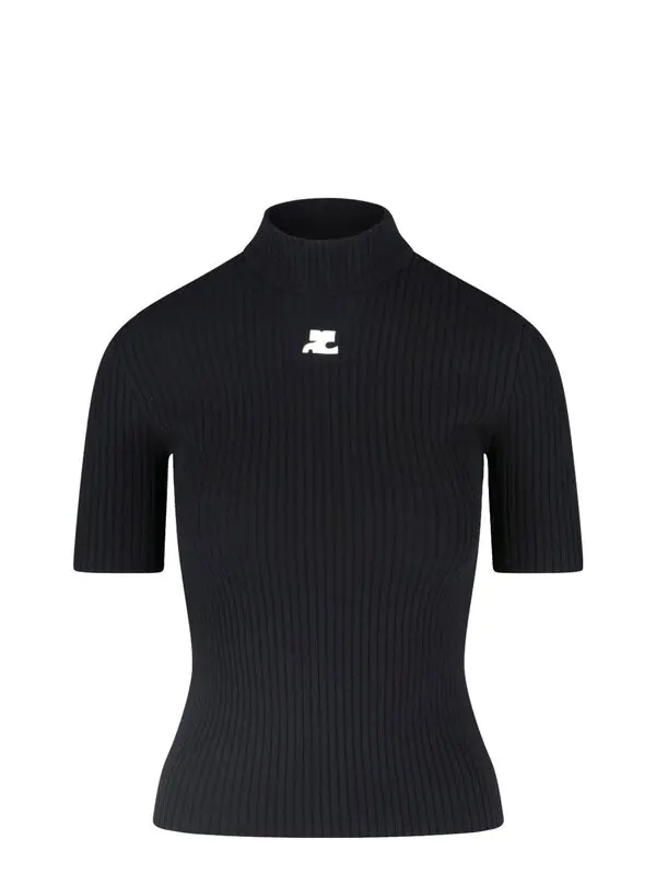 COURREGES Logo Knit Top Fall/winter 2025 - Black