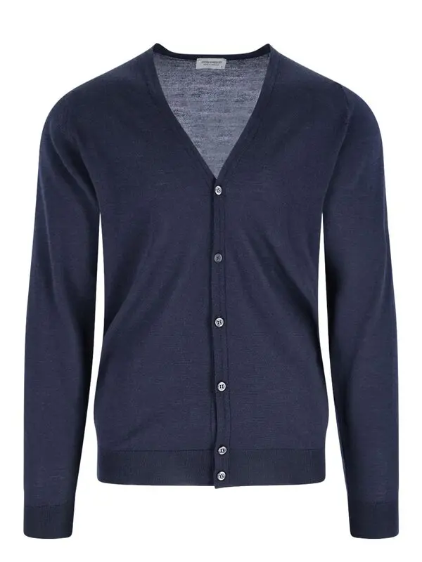 John Smedley Extra-fine Merino Wool V-neck Cardigan - Blue