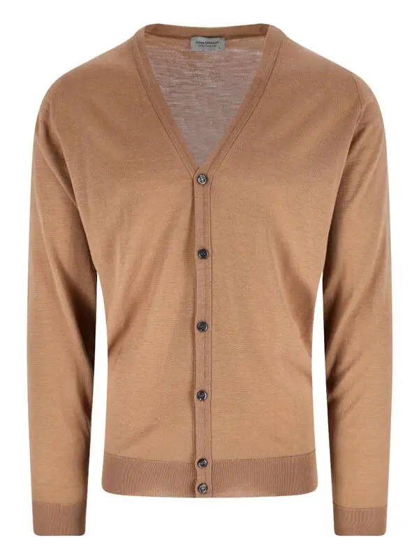 John Smedley V-neck Button Front Cardigan - Brown