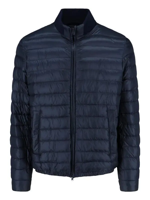Herno Ultralight Quilted Down Puffer Jacket With Stretch Trim - Blue