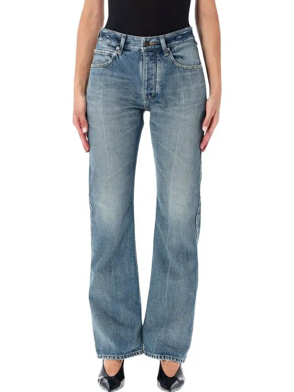 Balenciaga Distressed Wide-leg Jeans - Blu