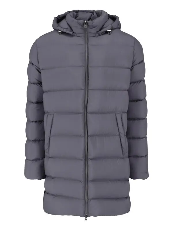 Herno Long Hooded Quilted Puffer Coat - Grey