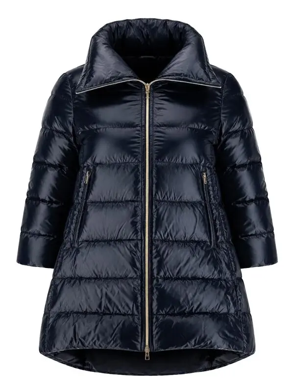 Herno Quilted Zip-up Down Jacket With Stand Collar - Blue