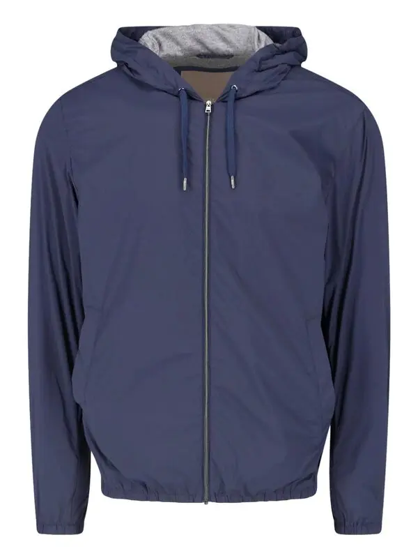 Herno Lightweight Hooded Zip-up Jacket - Blue