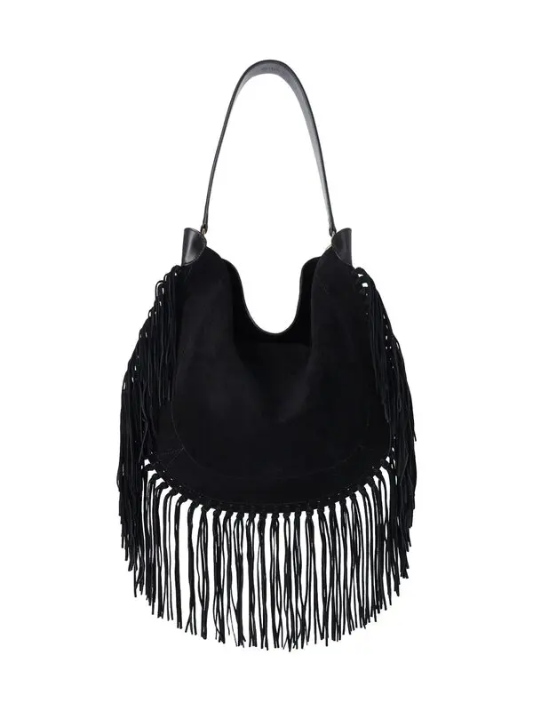 Isabel Marant Étoile Fringe Suede Shoulder Bag - Black