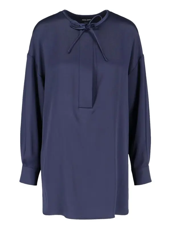 Giorgio Armani Silk Bow Detail Shirt - Blue