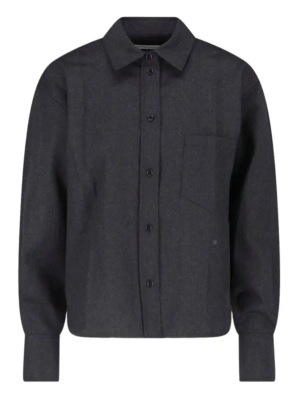 Victoria Beckham 100% Wool Button-front Shirt - Grey