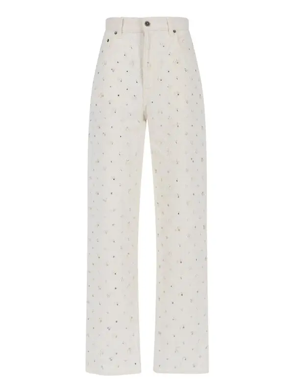 GOLDEN GOOSE Embellished Wide-leg Trousers - White