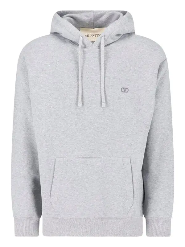 Valentino Garavani Cotton Hoodie With Logo Detail - Grey
