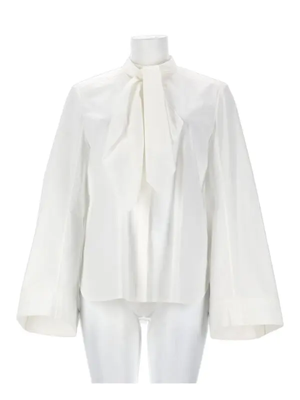 Tory Burch Cotton Bow Tunic Shirt - White
